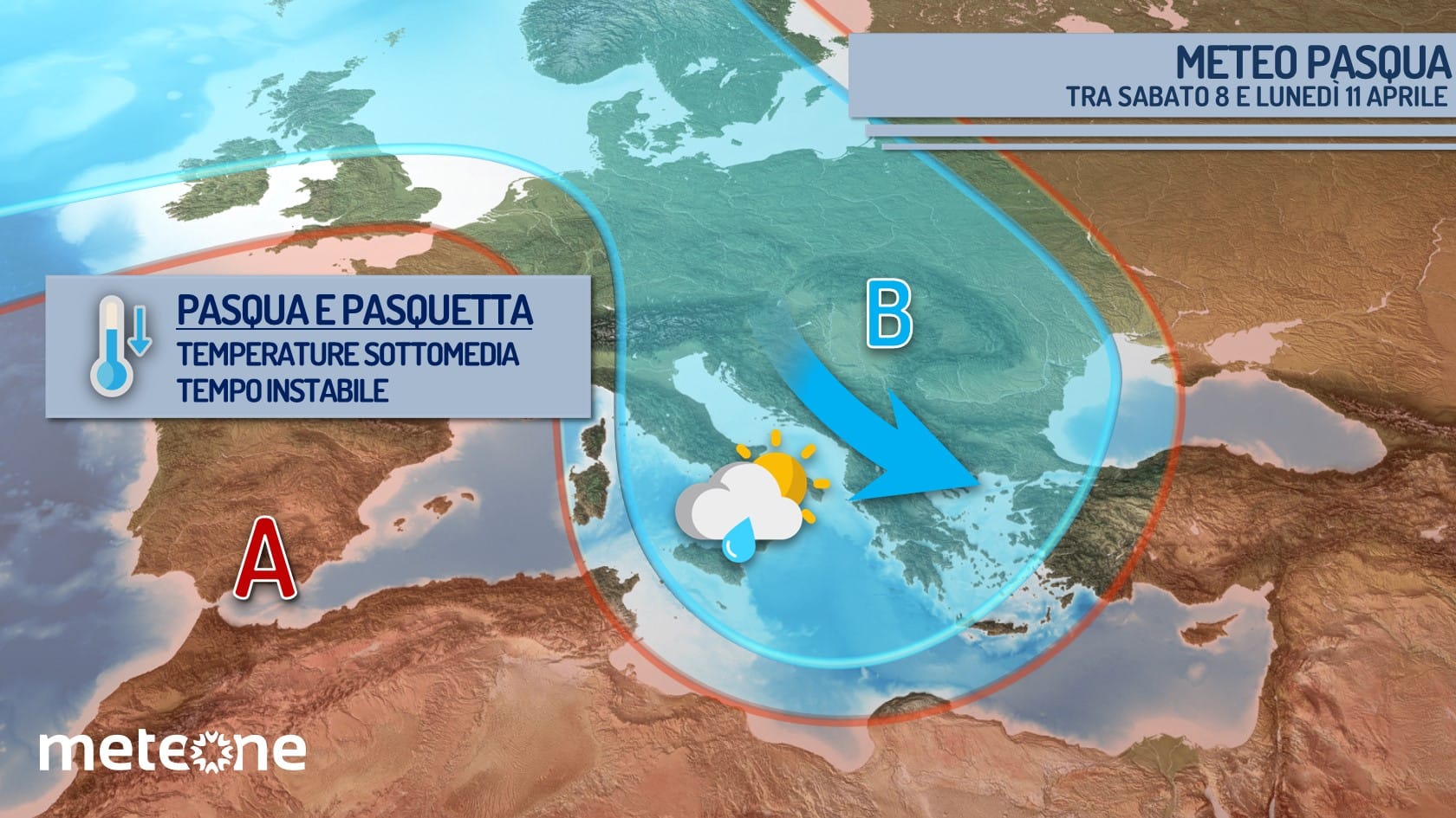 METEO WEEKEND | Meteo Pasqua e Pasquetta: tempo instabile e temperature sotto la media